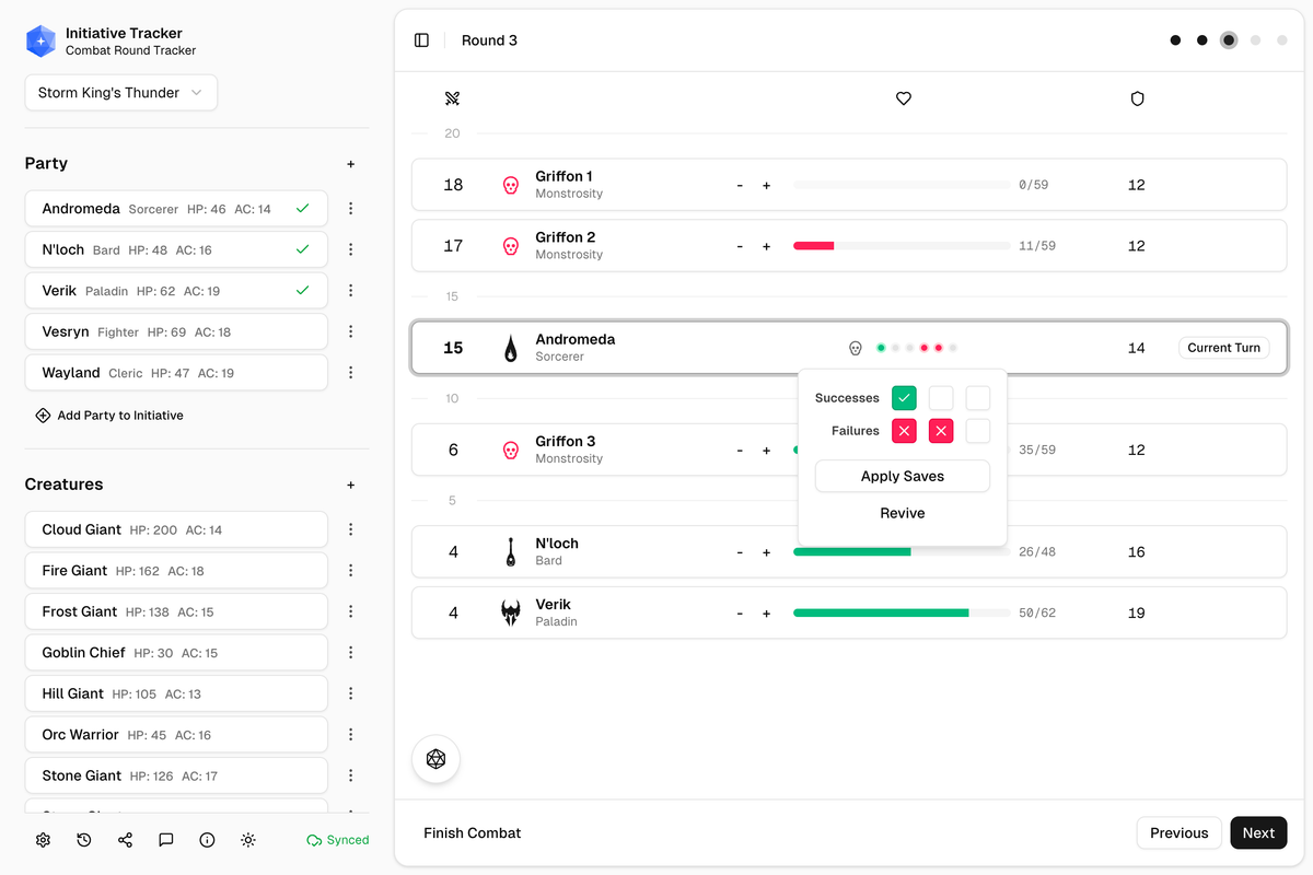D&D Initiative Tracker | Modern 5e Combat Manager