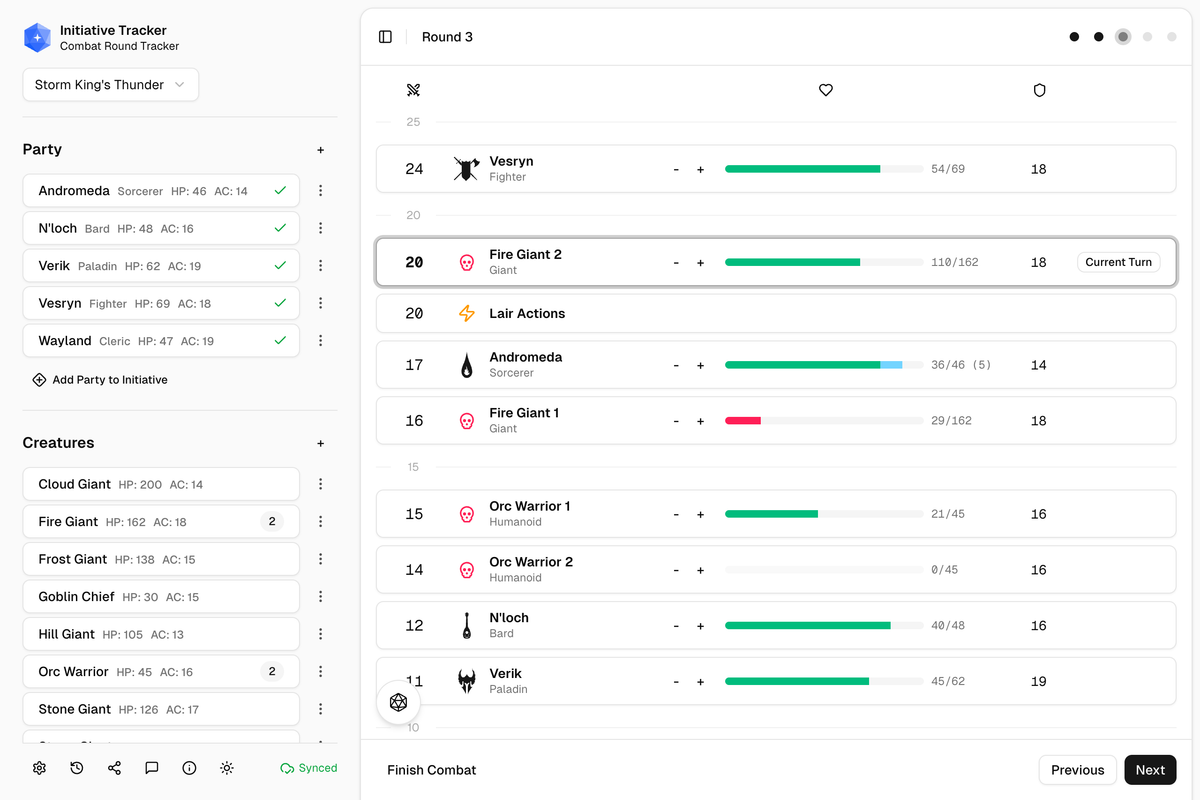 D&D Initiative Tracker | Modern 5e Combat Manager