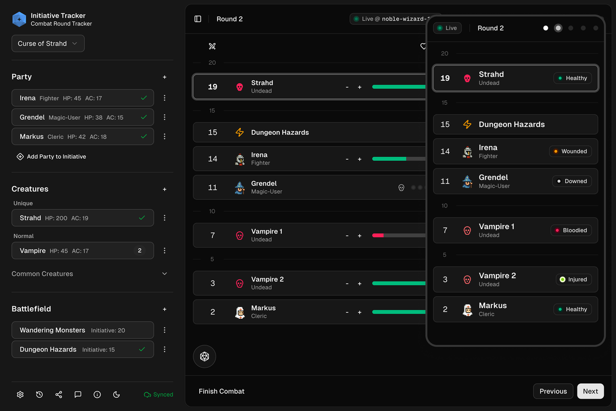 D&D Initiative Tracker | Modern 5e Combat Manager