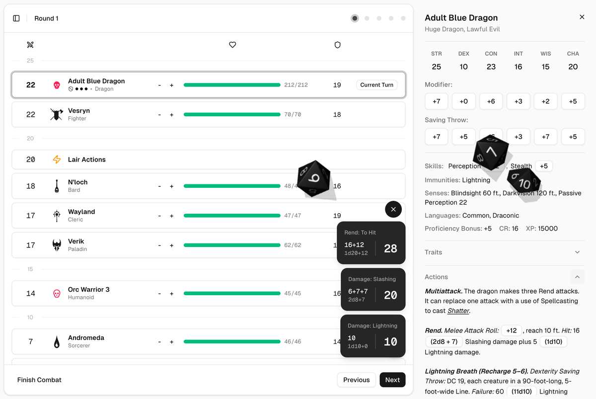 D&D Initiative Tracker | Modern 5e Combat Manager