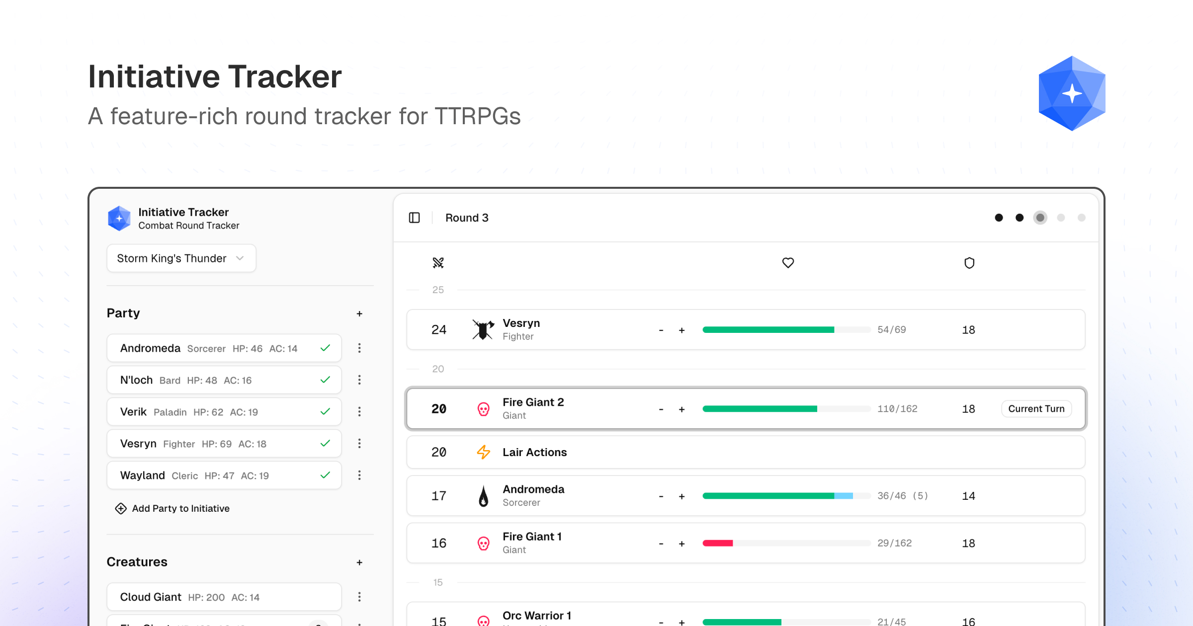 D&D Initiative Tracker | Modern 5e Combat Manager
